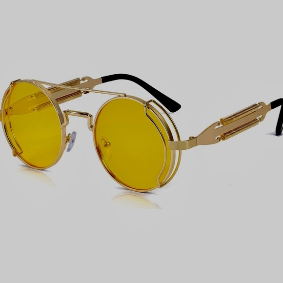 Accessories | Nwot Round Yellow Steampunk Style Glasses | Poshmark